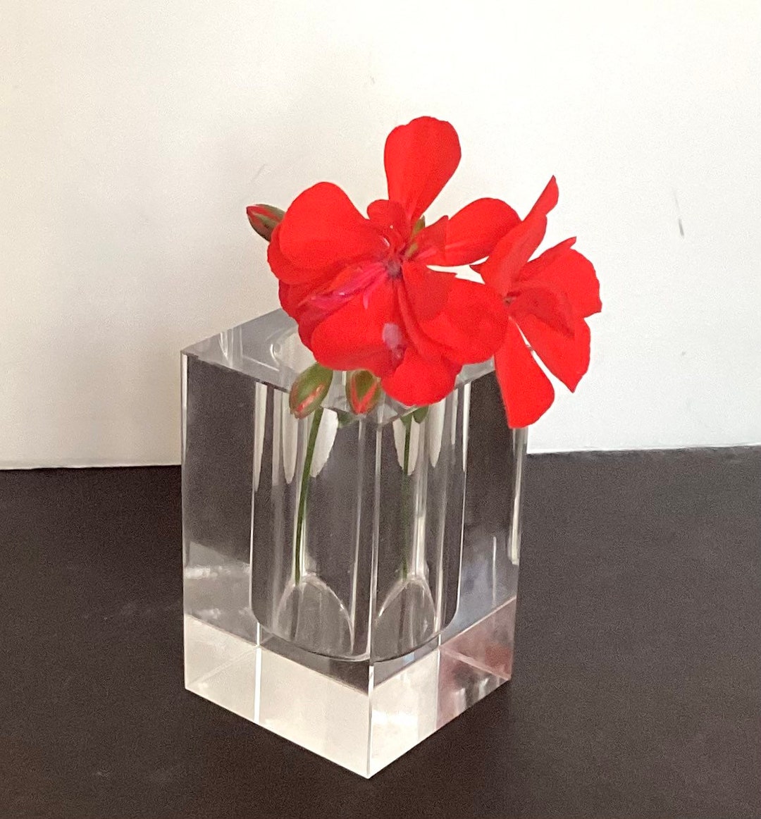 Small Square Crystal Bud Vase With Thick Sides and Bottom, Contemporary ...