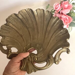 Vintage Solid Brass Baroque Shell Shaped Tray, Very Heavy, Made in ...