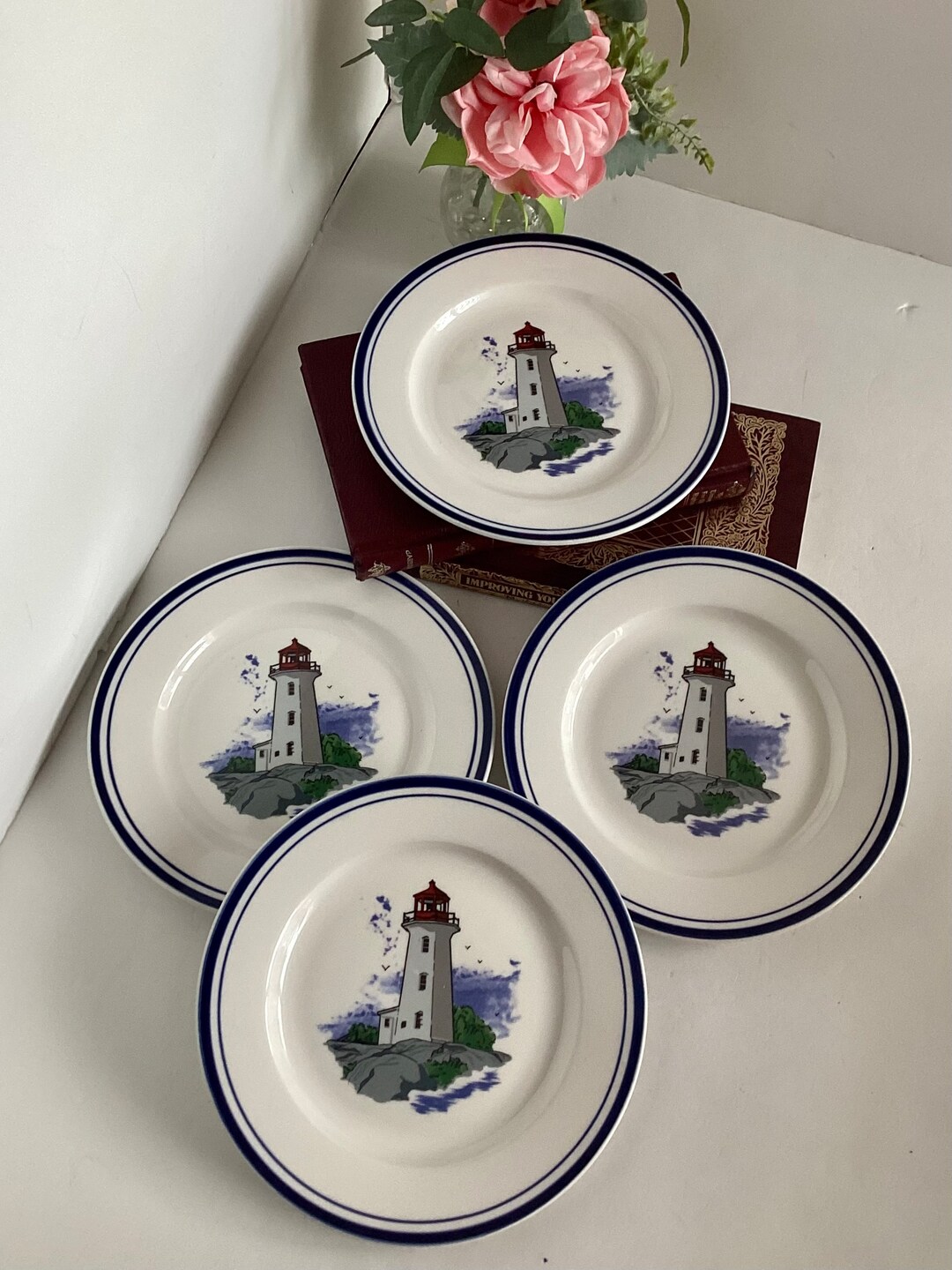 Vintage Libbey Lighthouse Salad/dessert Plates, Set of 4 - Etsy