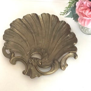 Vintage Solid Brass Baroque Shell Shaped Tray, Very Heavy, Made in ...