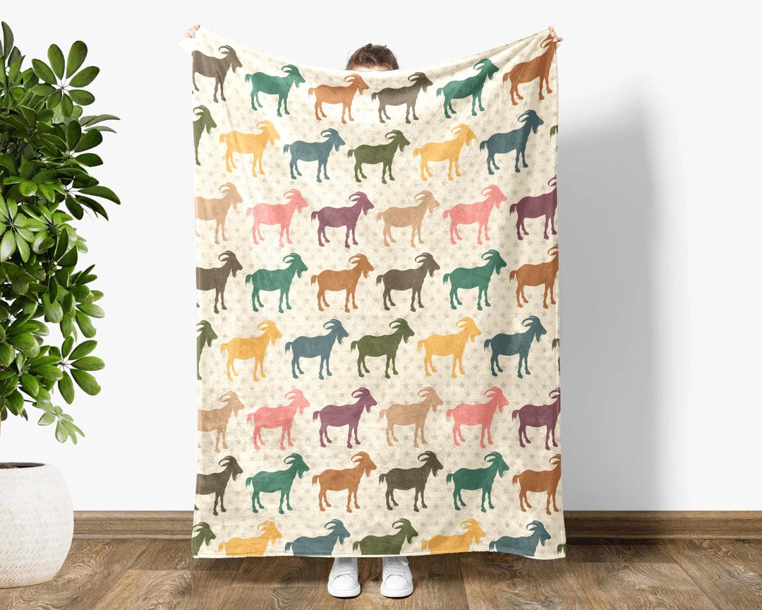 Goat Lover Blanket, Retro Farm Animal Throw, Cozy Goat Graphic Blanket ...