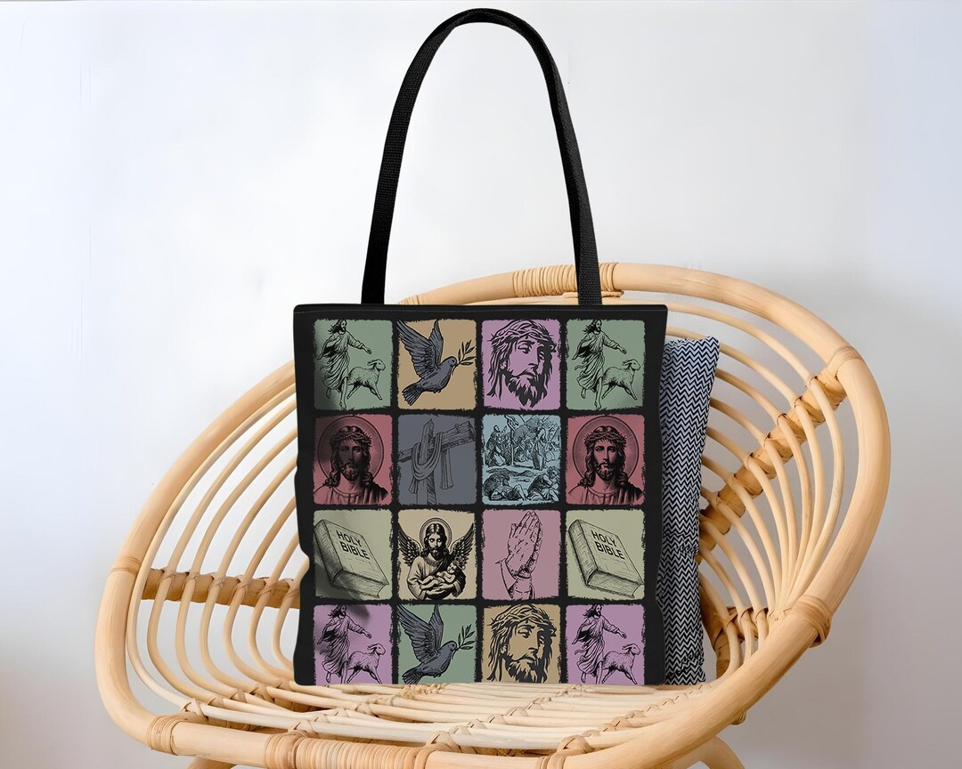 Vintage Christian Jesus Tote Bag, Bible Lover Gift, Retro Faith Bag ...