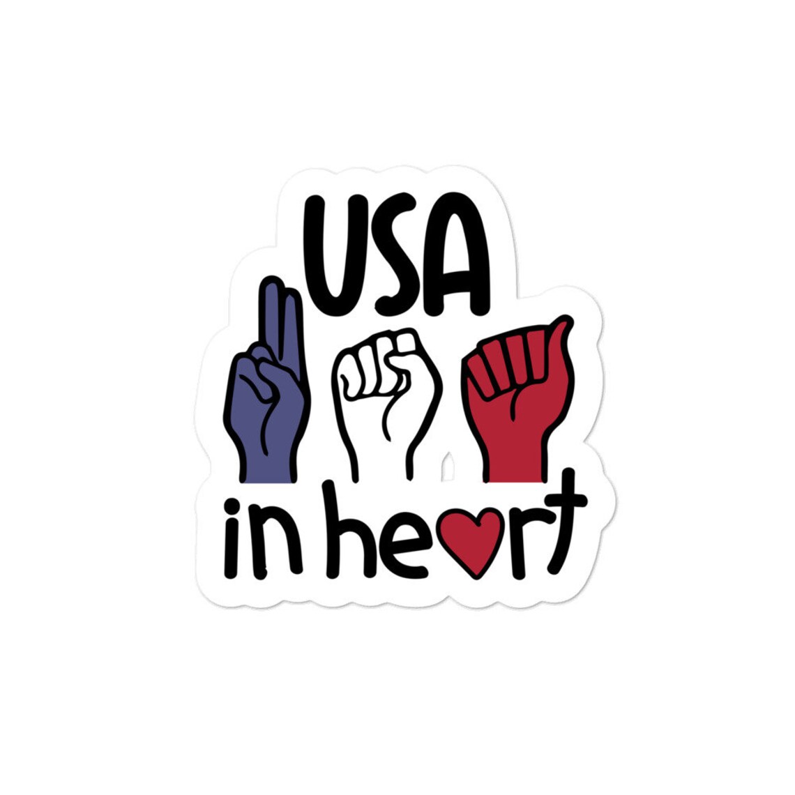 USA in Heart Love Flag Color ASL American Sign Language deaf | Etsy