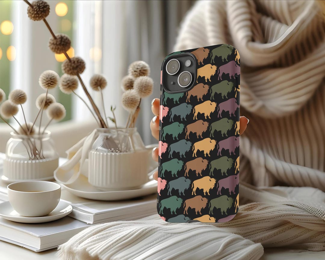 Retro Bison Buffalo Phone Case Cover Gift Designed for iPhone 16, 15 ...