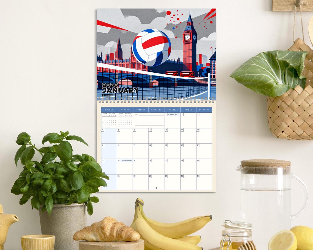 Volleyball Wall Calendar 2026, Beach Sports Planner, Summer Theme Wall ...