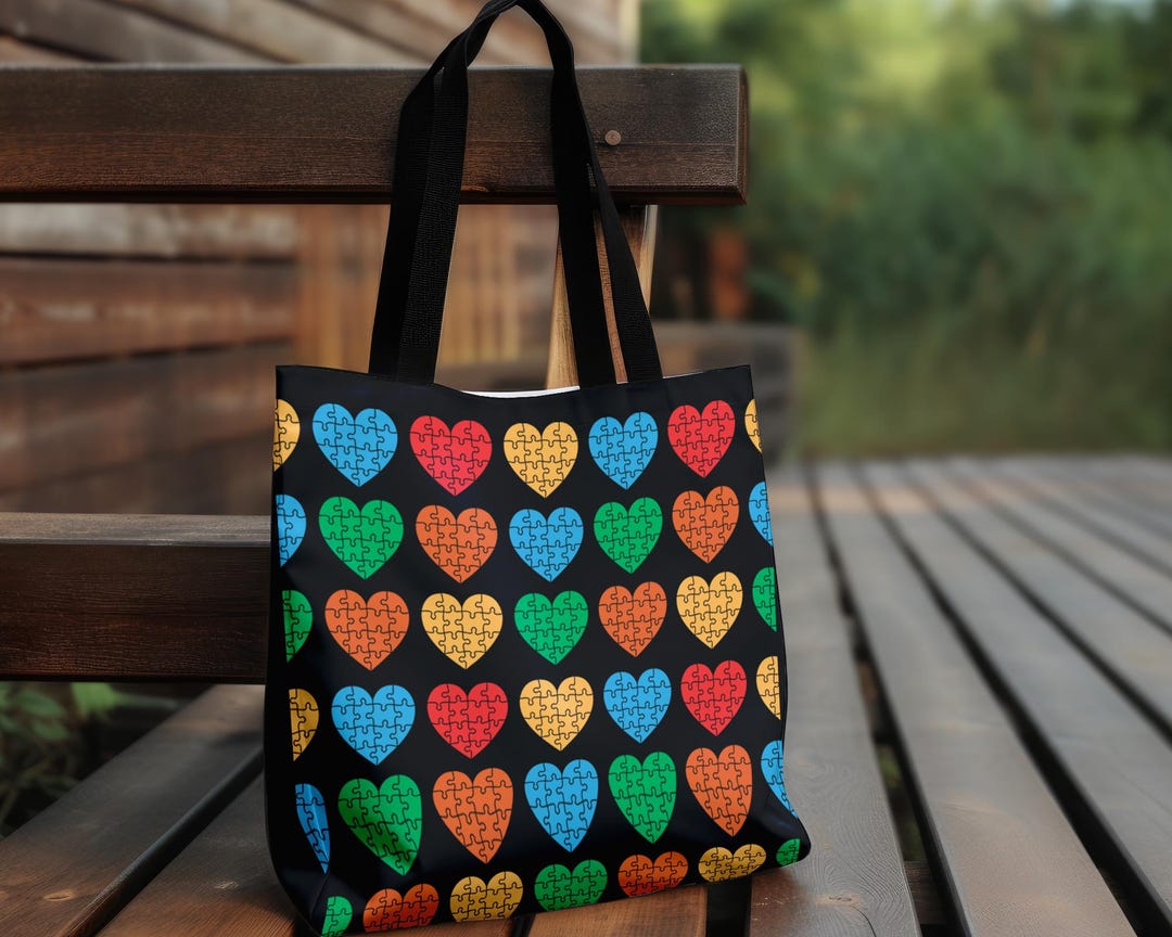 Autism Awareness Tote Bag, Puzzle Piece Canvas Bag, Support Inclusion ...