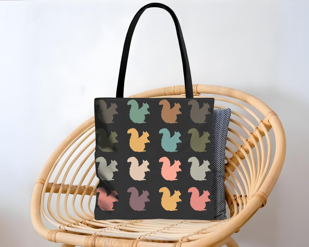 Retro Squirrel Tote Bag, Vintage Squirrel Lover Over Shoulder Bag, Cute ...