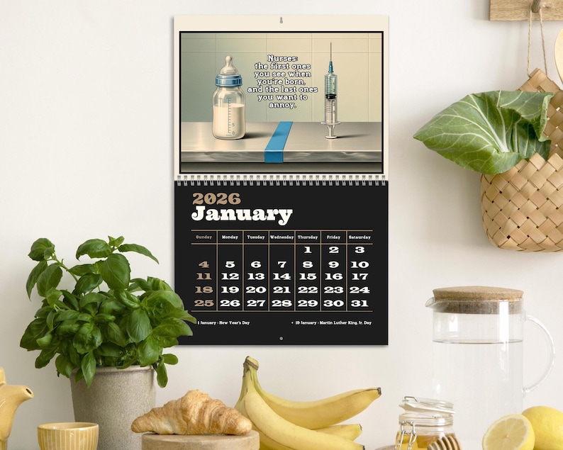 Nurse Wall Calendar 2026, Funny Medical Monthly Planner, Gift for Her ...