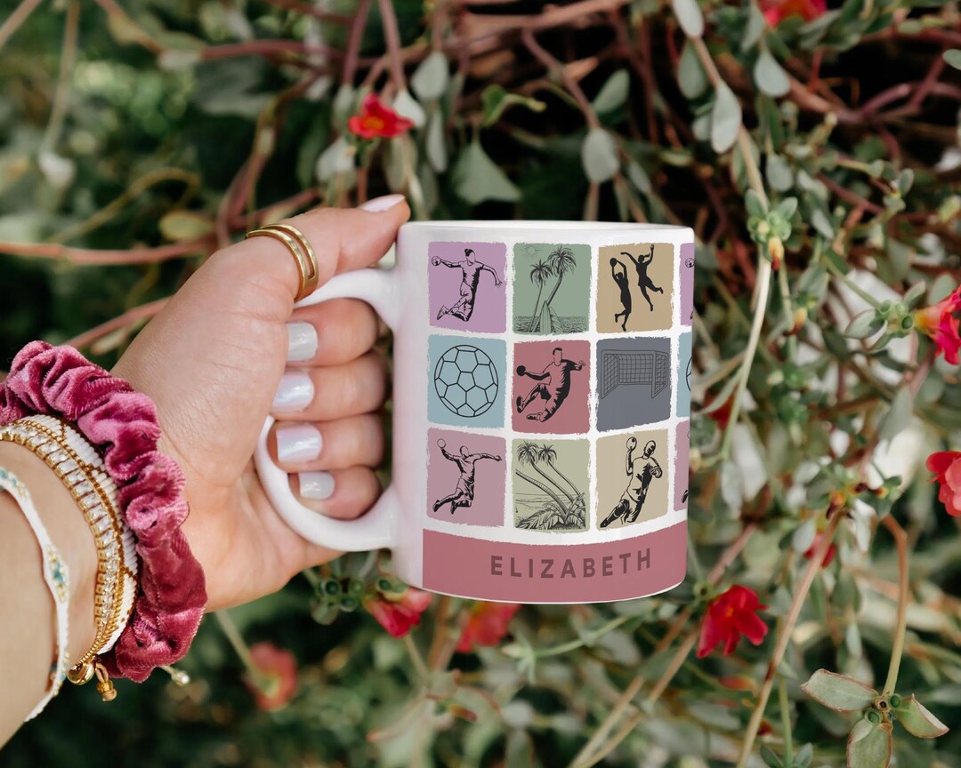 Personalized Handball Mug With Custom Name, Vintage Retro Handball ...