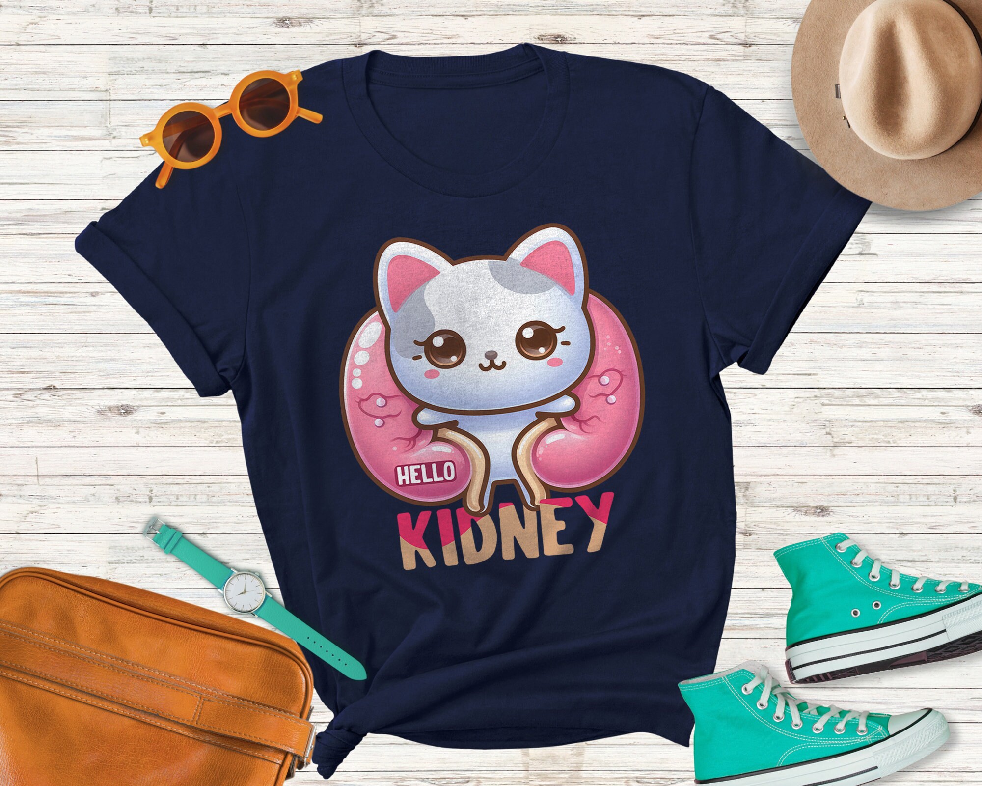 Hello Kidney Cute Cat T-shirt, Cat Lover, Kidney Specialist Gift ...