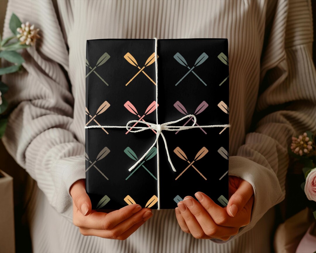 Retro Rowing Wrapping Paper, Colorful Rowing Gift Wrap, Unique Sports ...