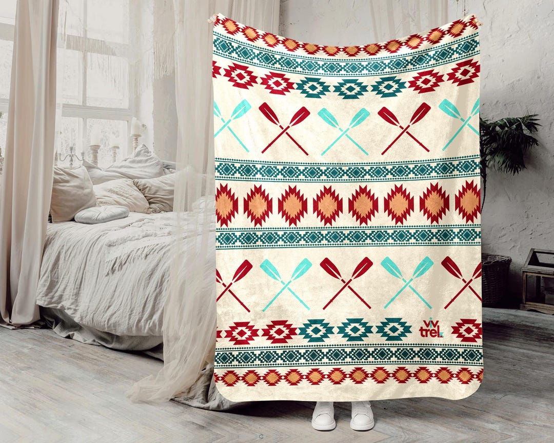 Native American Art Rowing Blanket, Tribal Paddle Throw, Indigenous ...