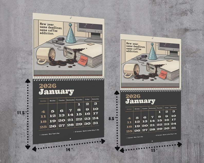 Funny 2026 Office Calendar, Dark Humor Office Satire, Luxury Corporate ...