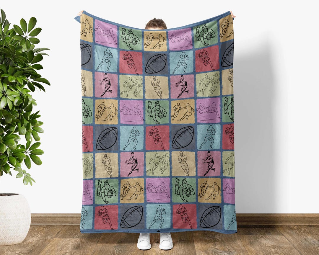 Vintage Rugby Player Gift Blanket, Retro Rugby Lover Throw, Cozy Sports ...