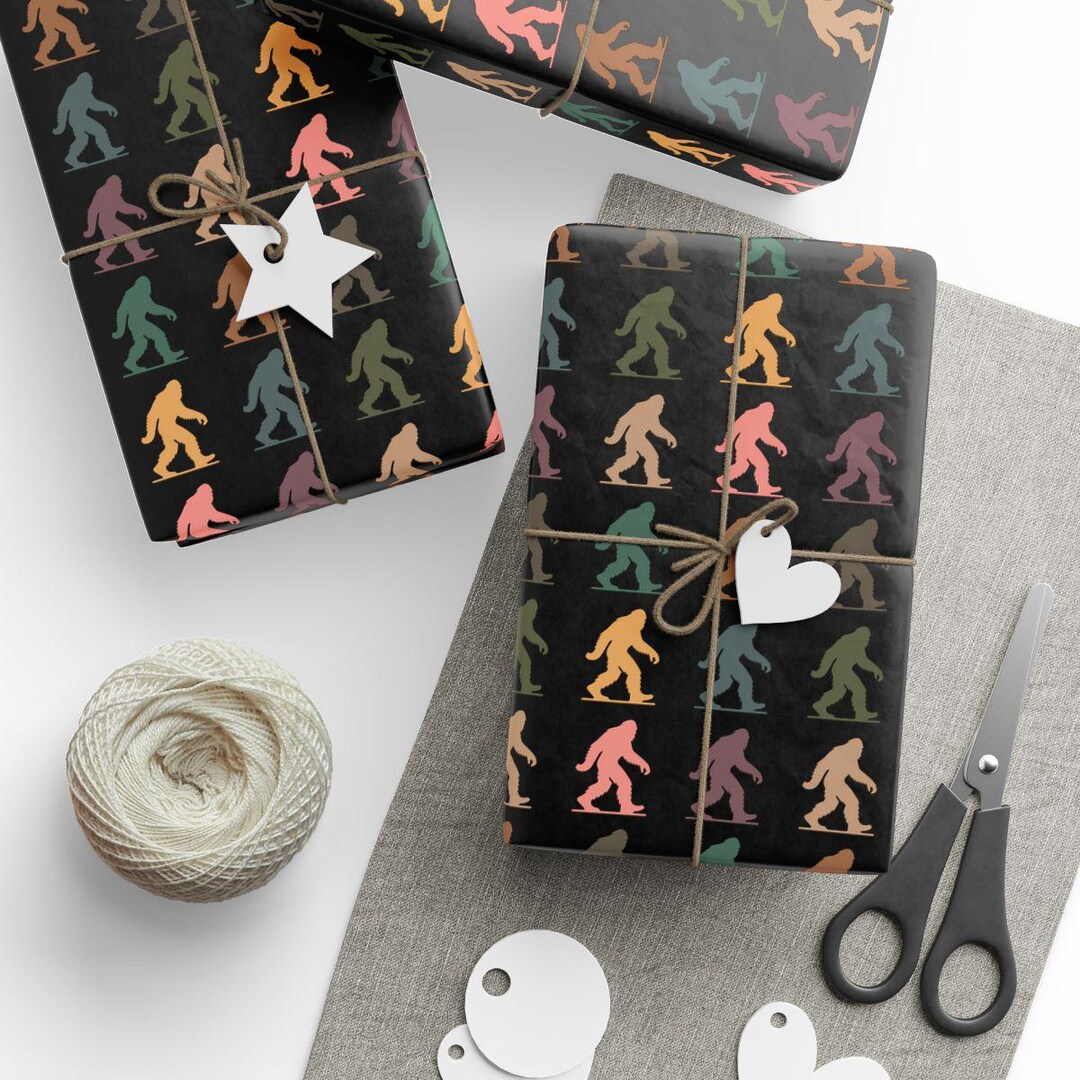 Bigfoot Wrapping Paper, Retro Sasquatch Gift Wrap, Vintage Cryptid ...