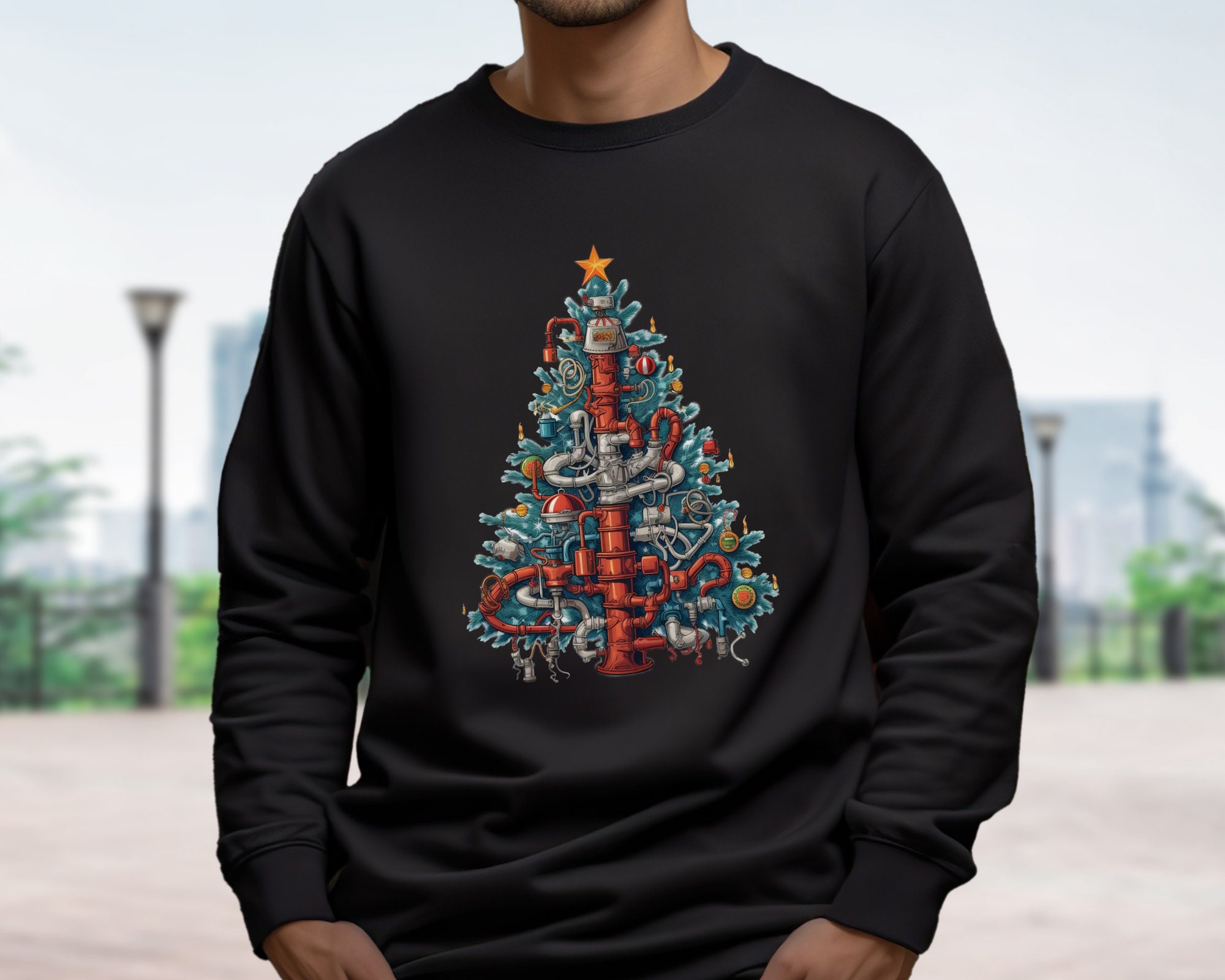 Funny Plumber Christmas Tree Sweatshirt, Plumbing Ornament Decor Xmas ...
