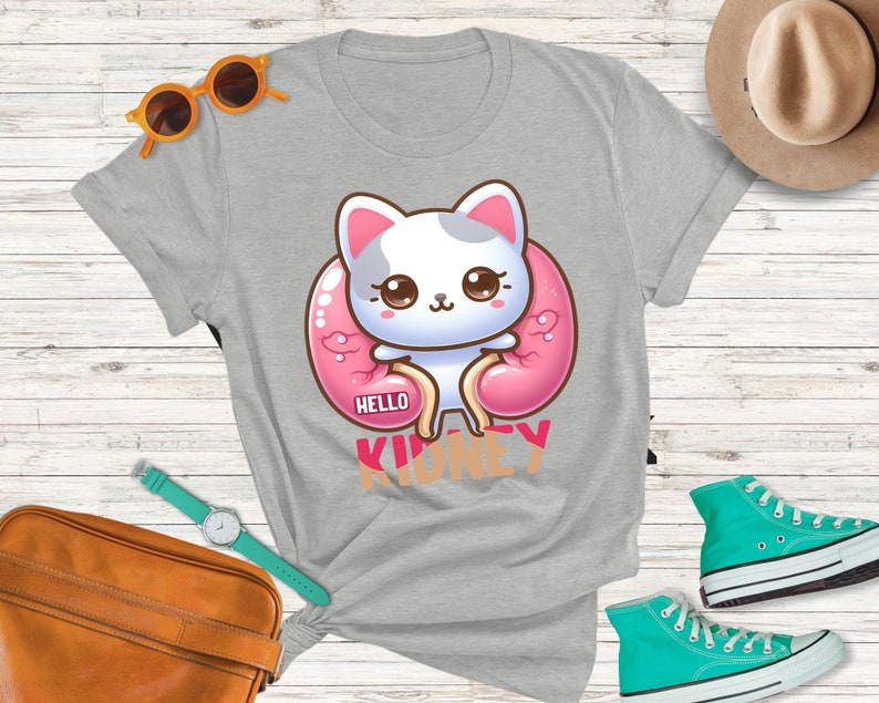 Hello Kidney Cute Cat T-shirt, Cat Lover, Kidney Specialist Gift ...