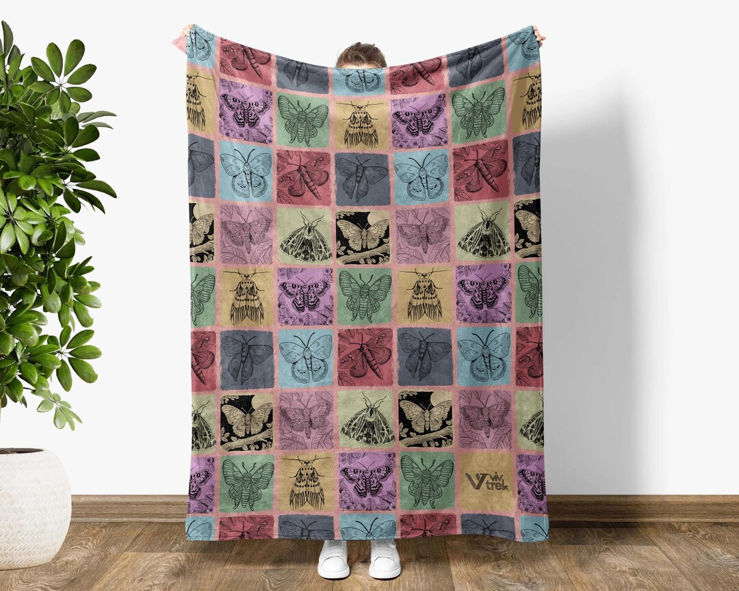 Vintage Moth Blanket, Nature Moth Throw, Insect Moth Decor, Butterfly ...