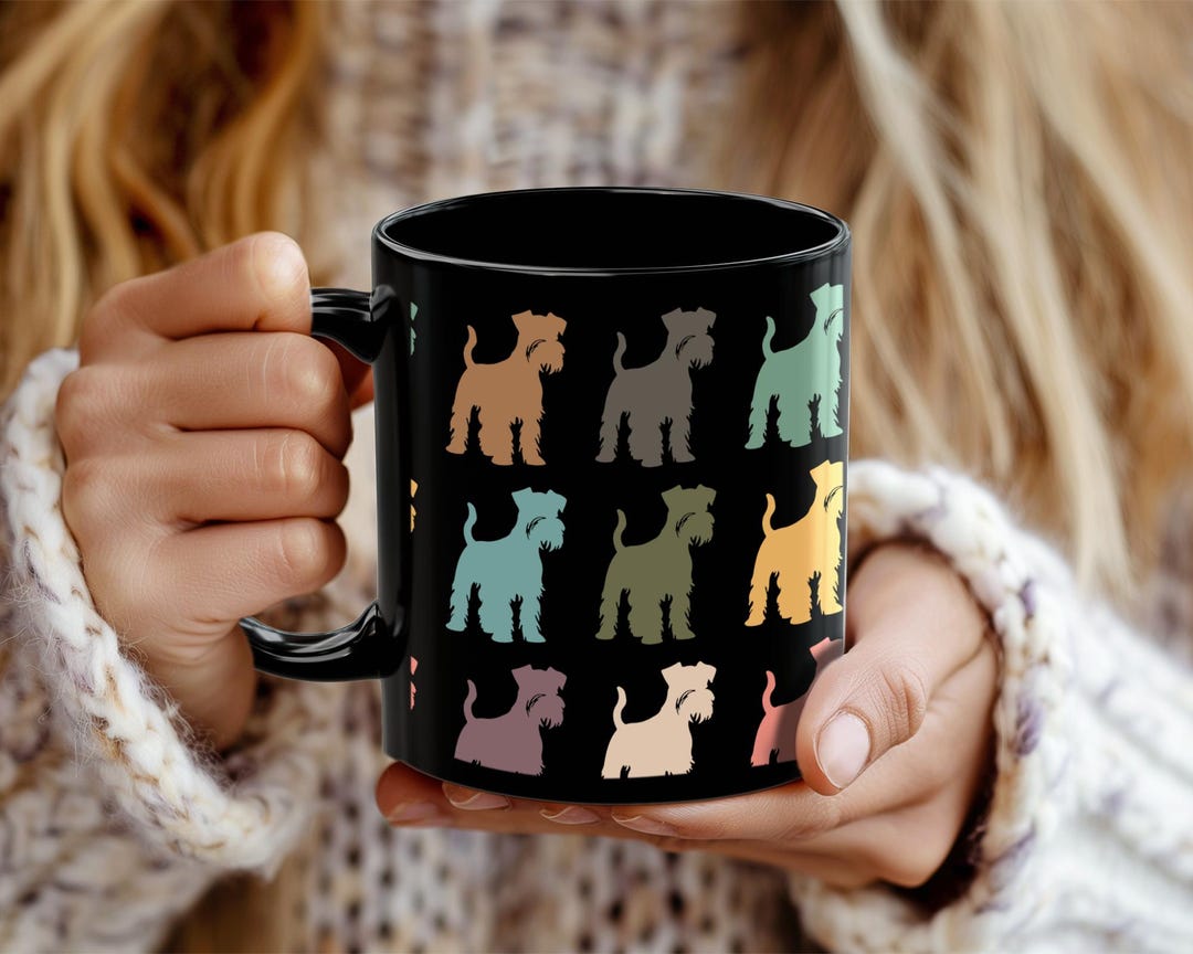 Miniature Schnauzer Dog Mug, Vintage Schnauzer Coffee Mug, Distressed ...