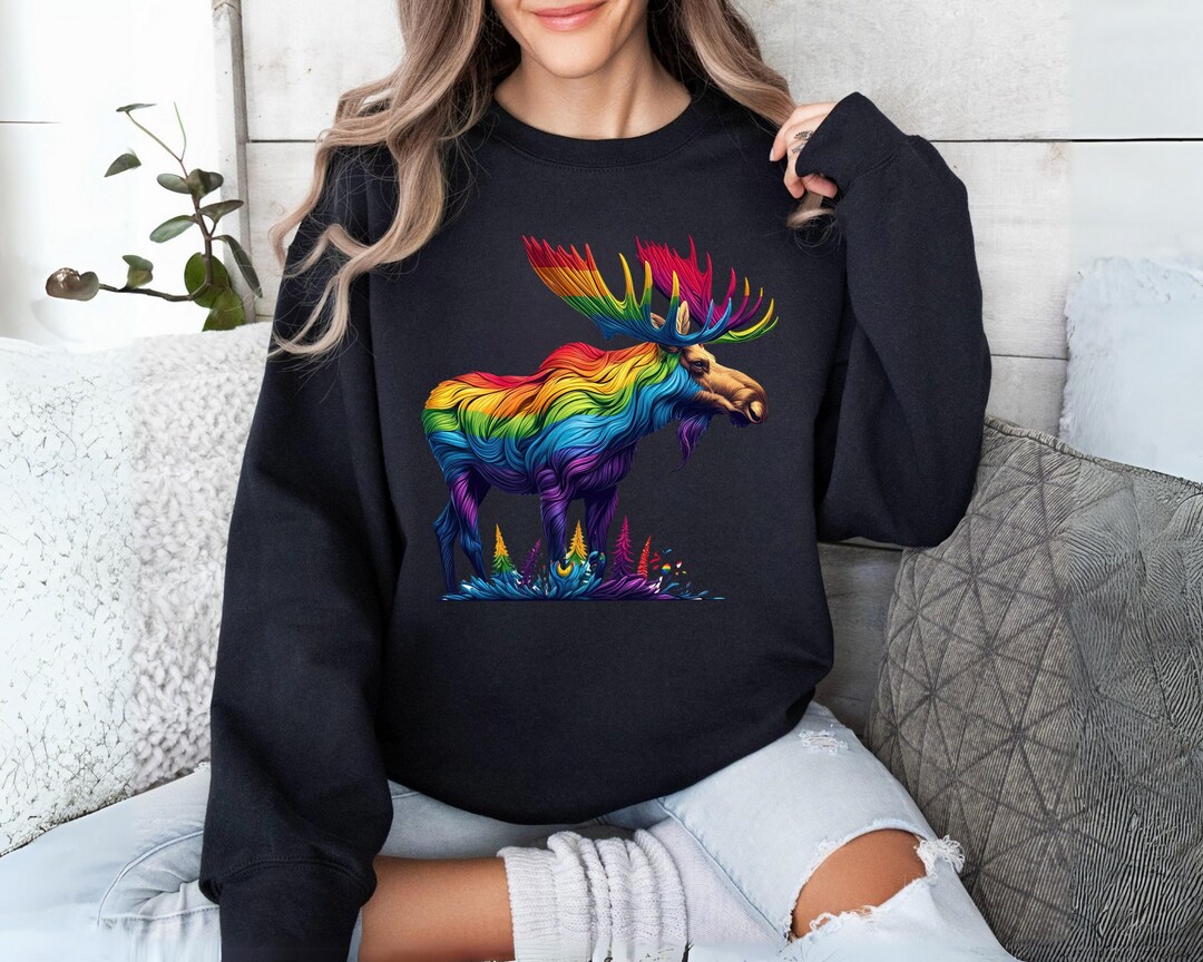 LGBTQ Rainbow Moose Shirt, Gay Pride Sweatshirt, LGBTQ Gift, Pride ...