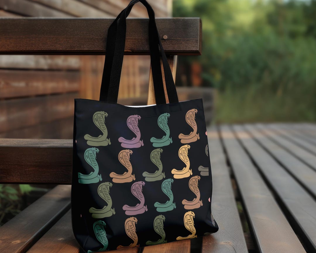 Cobra Snake Tote Bag, Retro Wildlife Gift, Vintage Serpent Design Tote ...