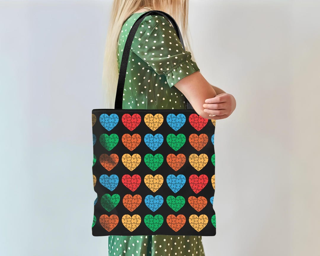 Autism Awareness Tote Bag, Puzzle Piece Canvas Bag, Support Inclusion ...