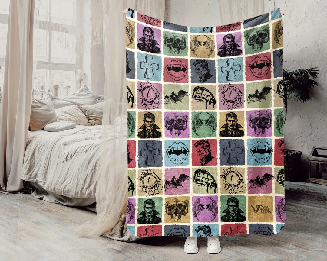 Vampire Blanket, Gothic Horror Throw Gift, Spooky Halloween Art Decor ...