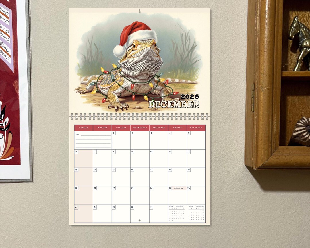2026 Wall Calendar Bearded Dragon, Cute Animal Wall Art, Funny Bearded ...