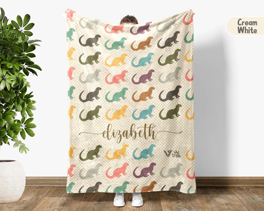 Custom Otter Gift Blanket, Personalized Name Retro Otter Lover Throw ...