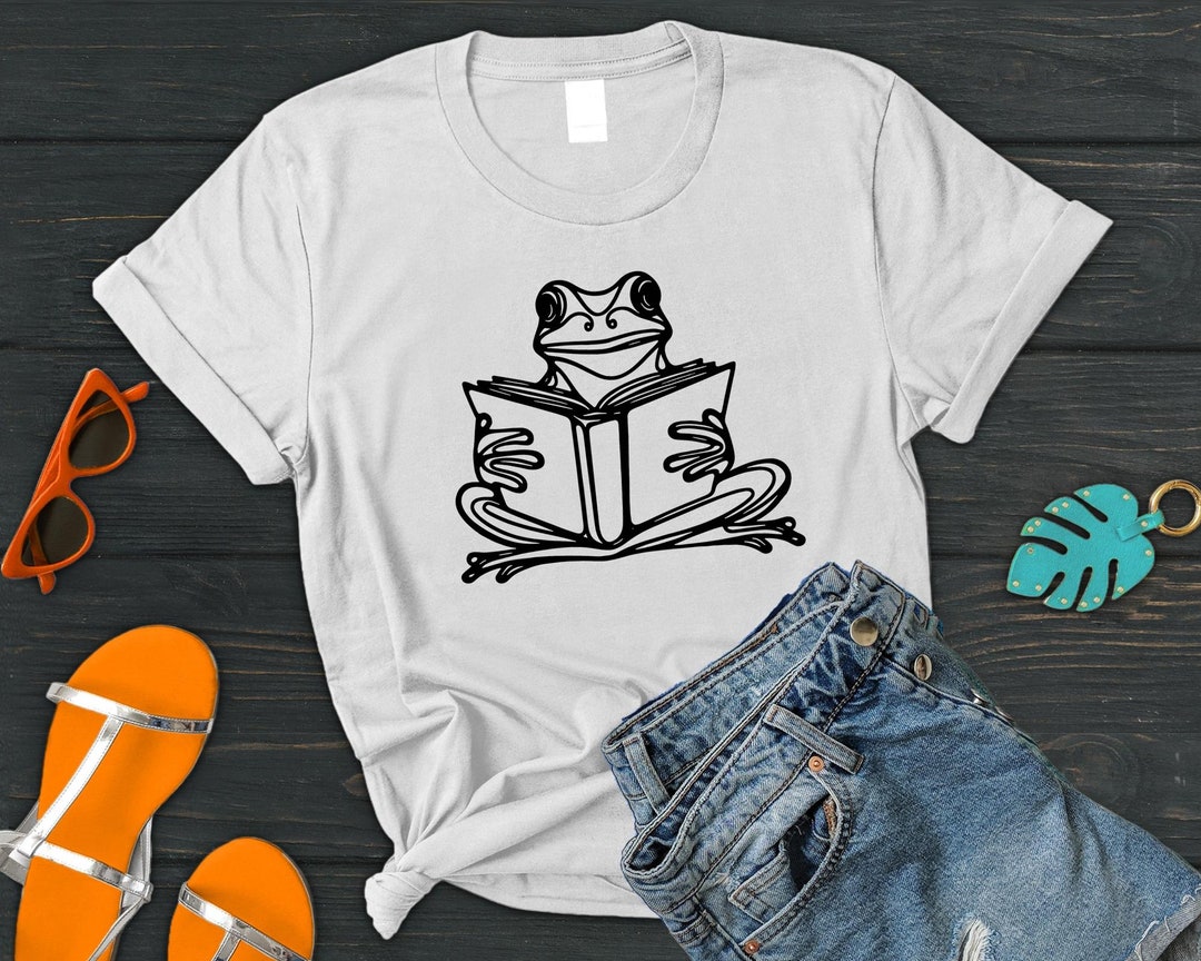 Frog Reading Book Tshirt, Book Reader Toad Tee, Book Lover Gift, Nerd ...