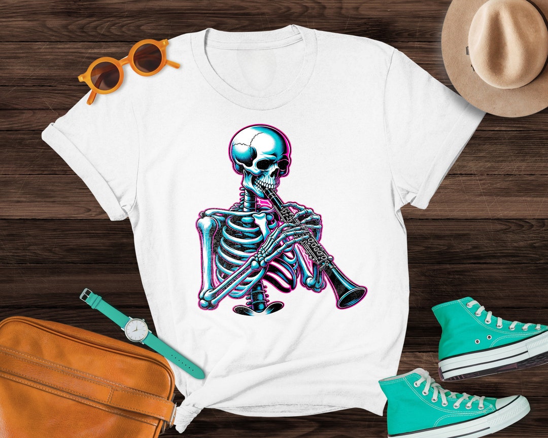Funny Skeleton Clarinet Player Shirt, Funny Skeleton Tee, Music Teacher ...