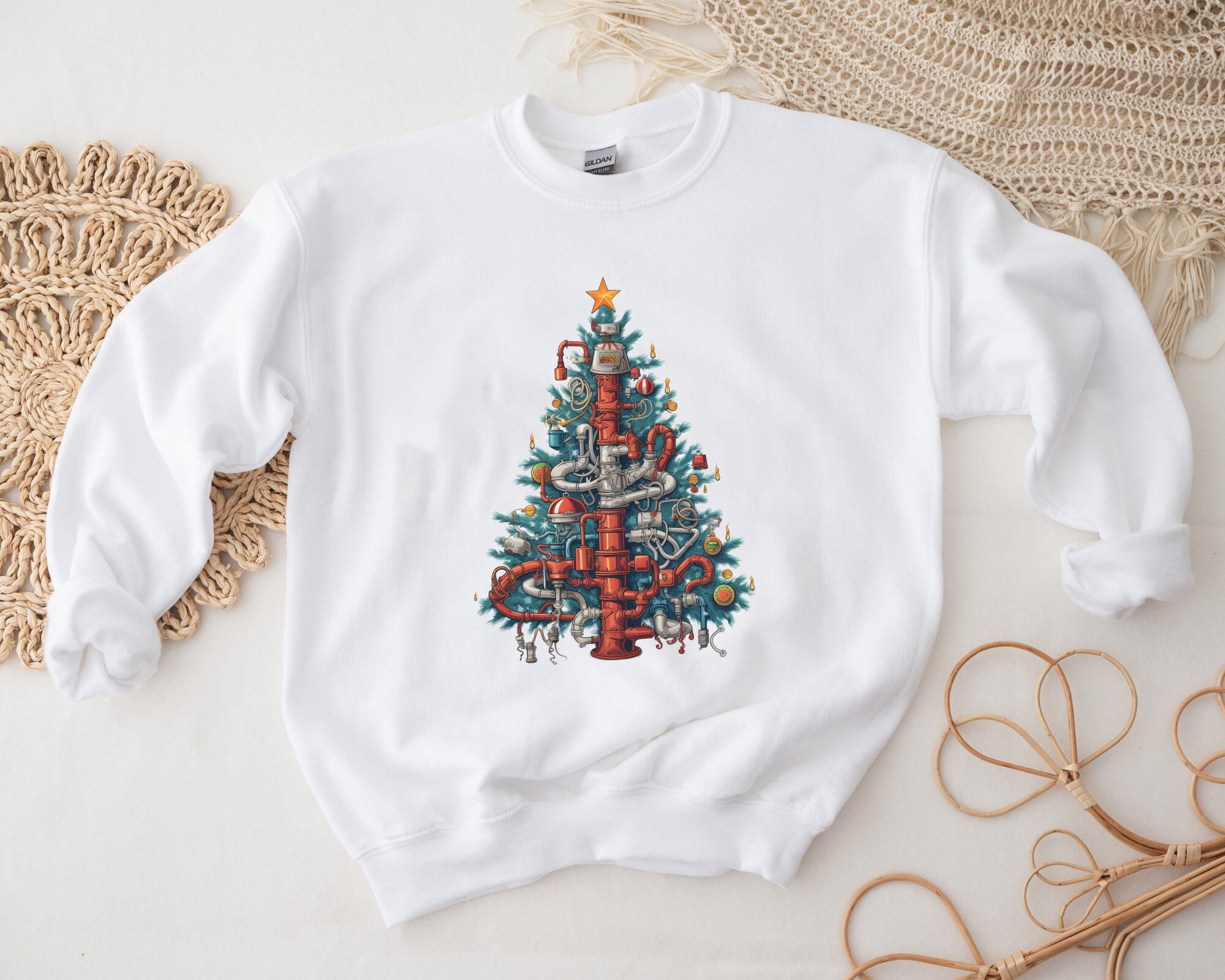 Funny Plumber Christmas Tree Sweatshirt, Plumbing Ornament Decor Xmas ...
