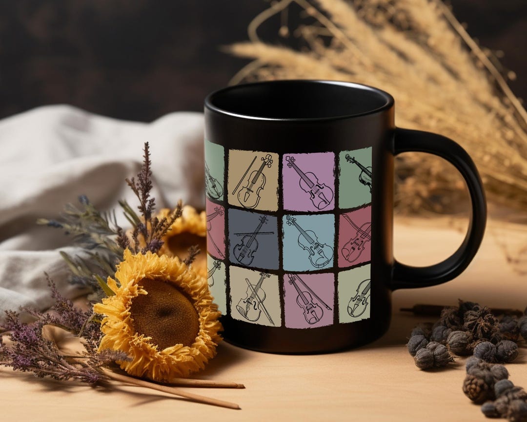 Vintage Violin Mug, Cute Violin Lover Gift, Distressed Violin Coffee ...