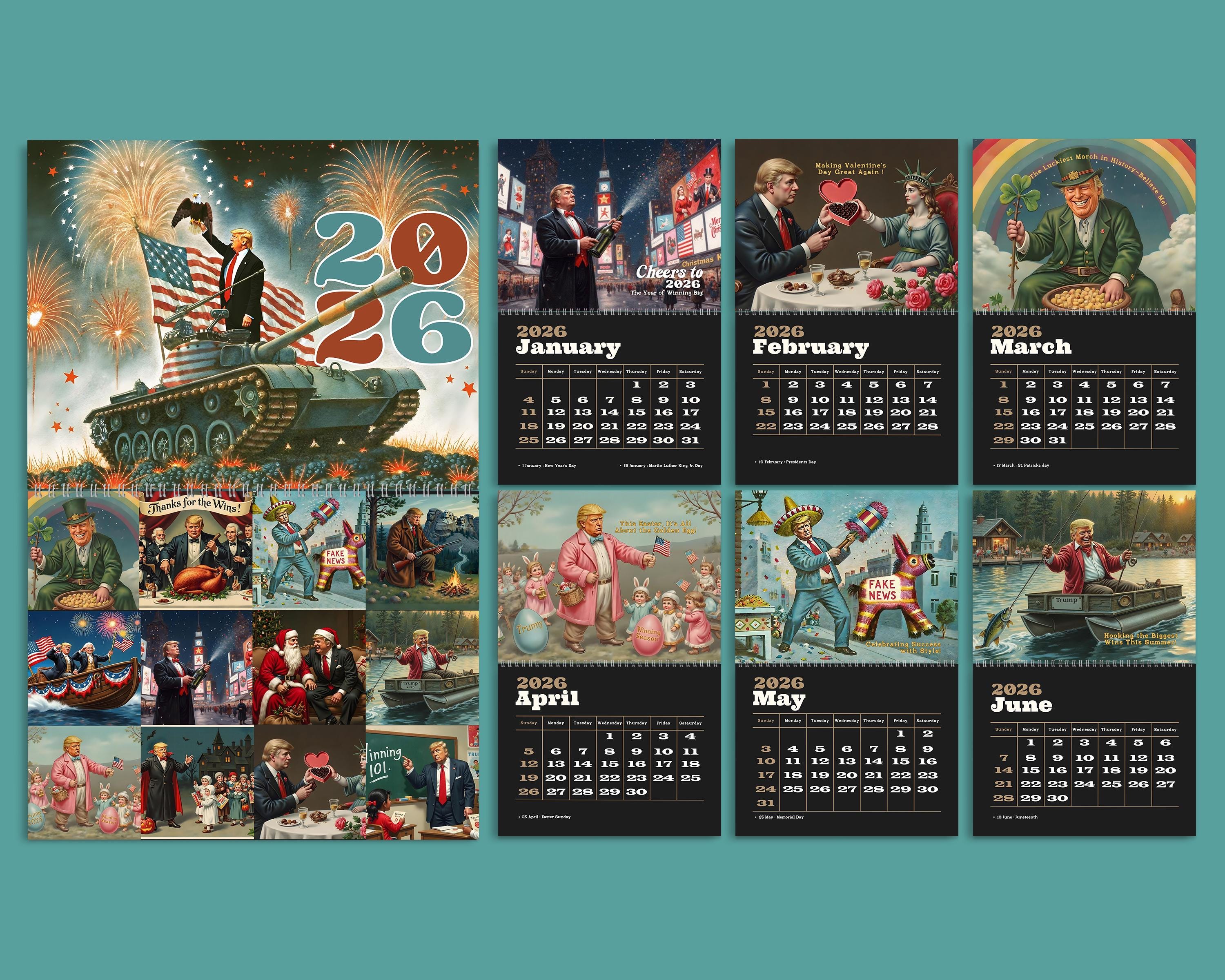 2026 Donald Trump Wall Calendar, MAGA Political Gift, Funny ...