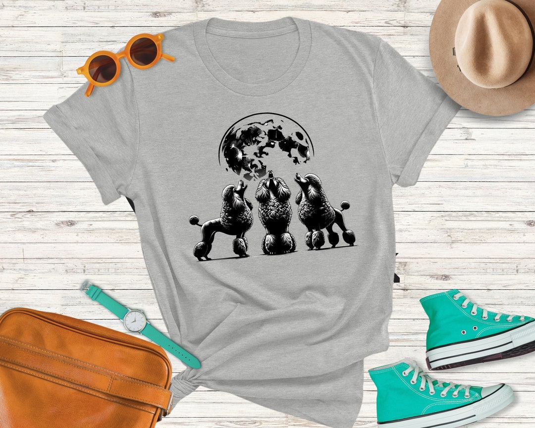 Poodle Dog Howling in Full Moon Shirt, Funny Poodle Shirt, Poodle Dog ...