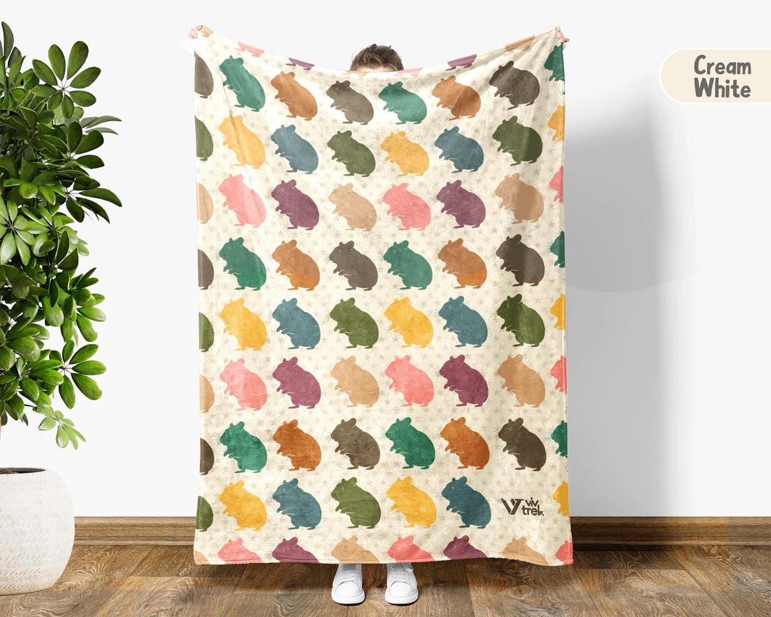 Hamster Blanket, Cute Silhouette Throw, Pastel Star Pattern Cover, for ...