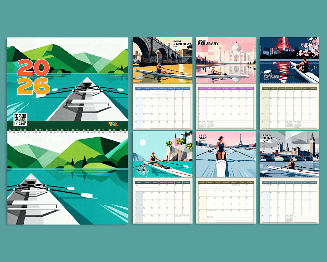 Rowing Wall Calendar 2026, Sculling Planner, Watersports Wall Organizer ...