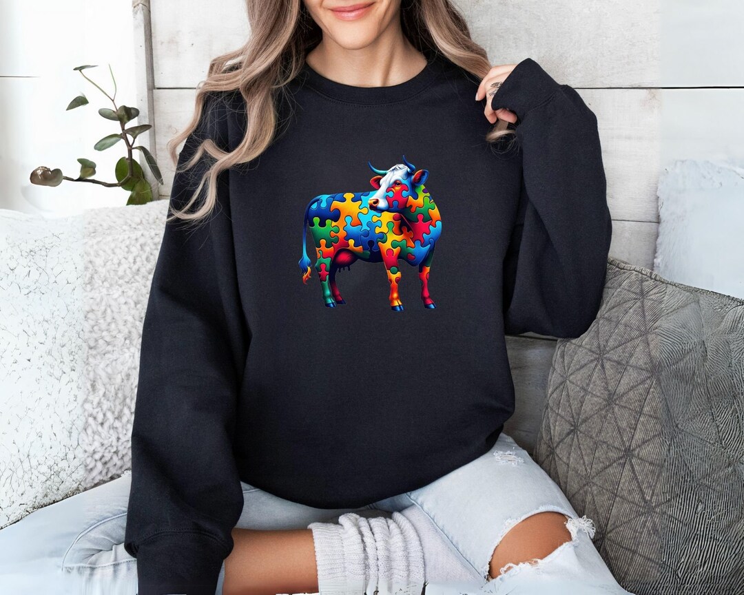Cow Puzzle Pieces Autism Awareness Month Support T-shirt, Support ...