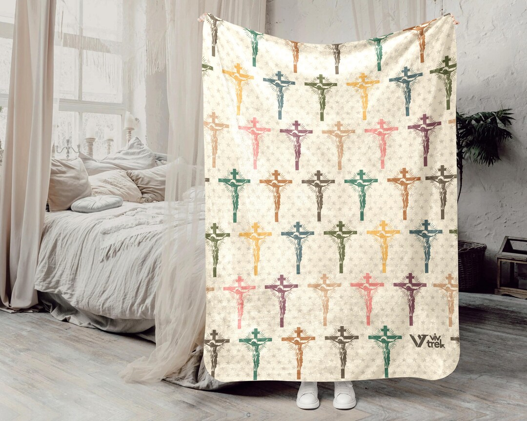 Retro Christian Faith Blanket Gift, Jesus Lover Throw Blanket ...