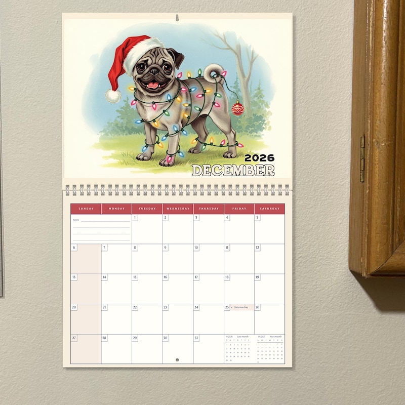 Pug Calendars 2026 - Etsy