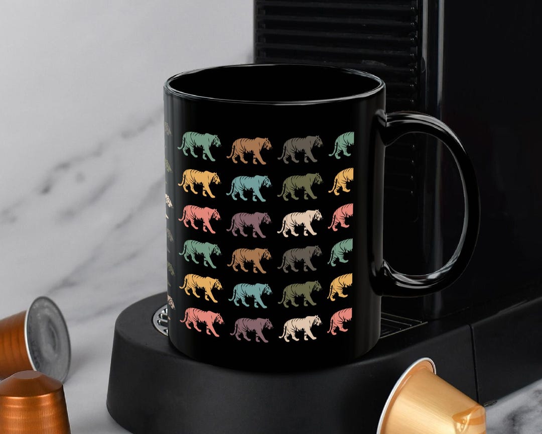 Retro Tiger Mug, Majestic Tiger Coffee Mug, Wild Animal Lover Gift, Big ...