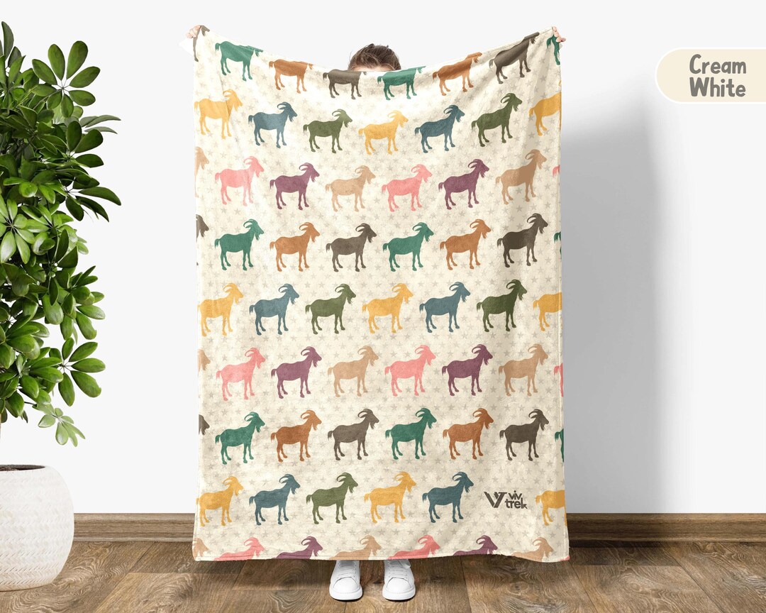 Goat Lover Blanket, Retro Farm Animal Throw, Cozy Goat Graphic Blanket ...