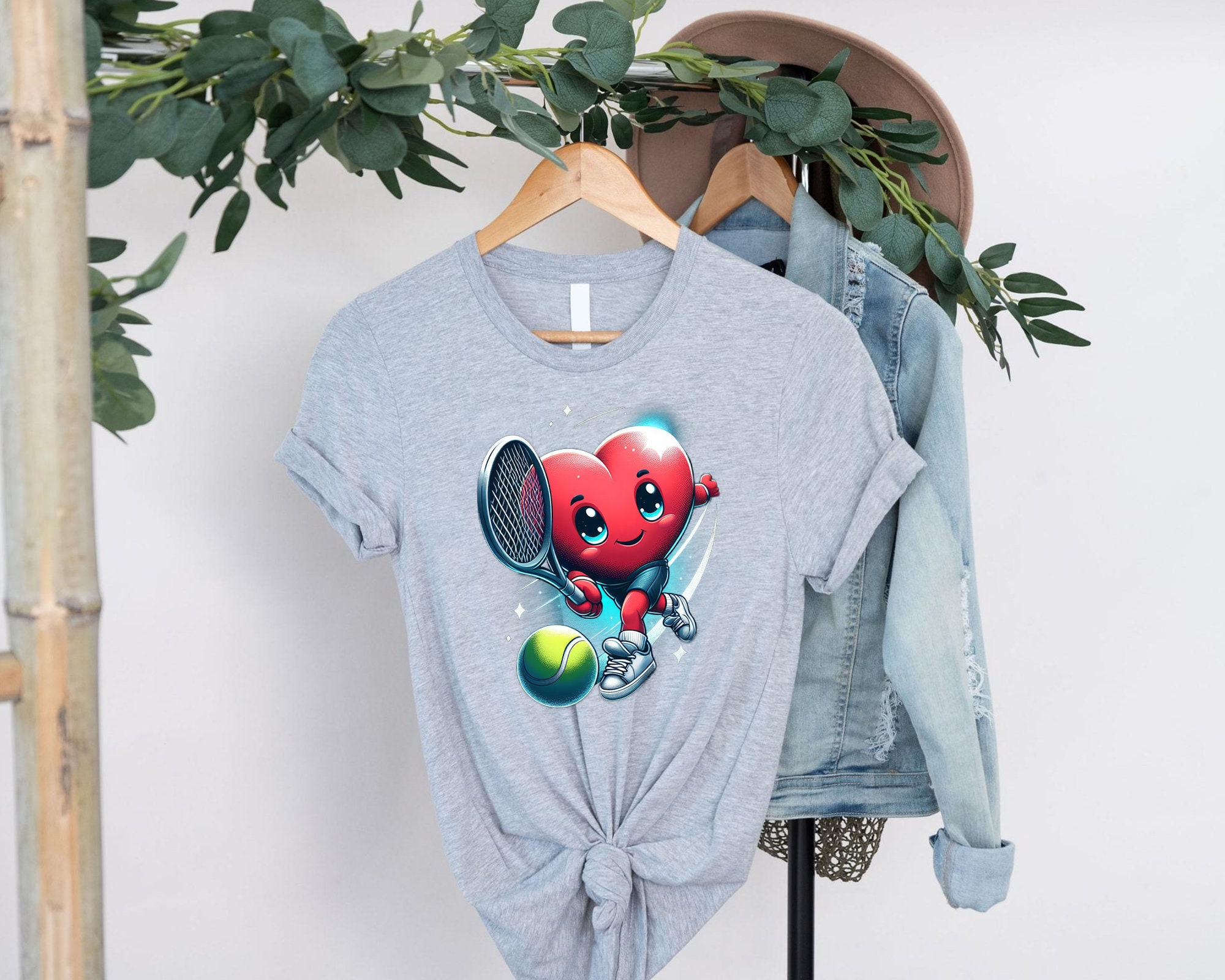 Heart Shaped Tennis Ball Player Racket Fan Valentine's Day T-shirt ...