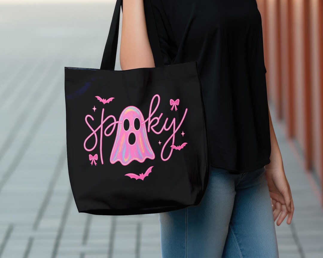 Girly Spooky Tote Bag, Pink Halloween Tote, Pastel Goth Canvas Bag ...