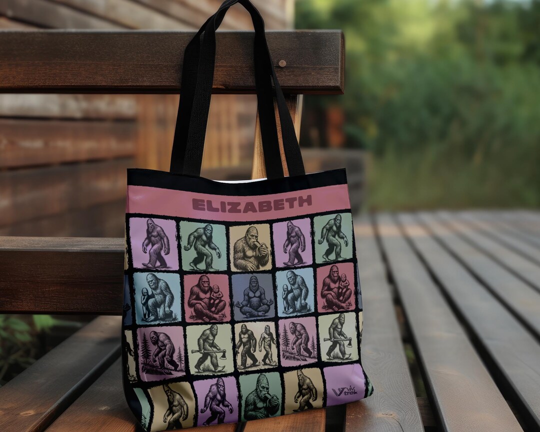 Custom Bigfoot Tote Bag With Name, Personalized Sasquatch Gift, Vintage ...