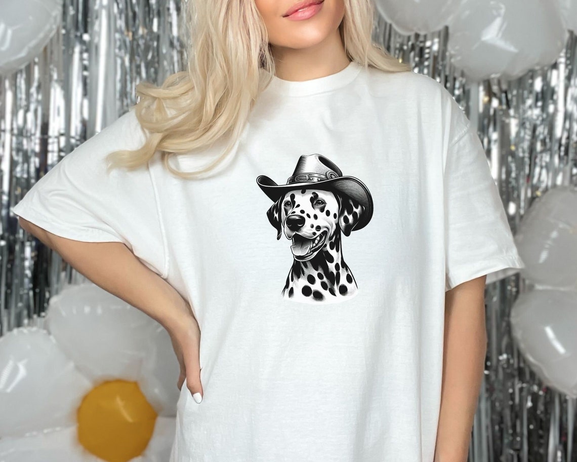 Dalmatian Dog With Cowboy Hat Shirt, Dalmatian Dog Howdy Shirt ...