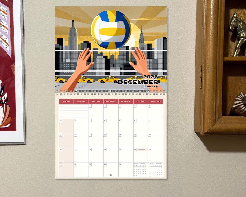 Volleyball Wall Calendar 2026, Beach Sports Planner, Summer Theme Wall ...