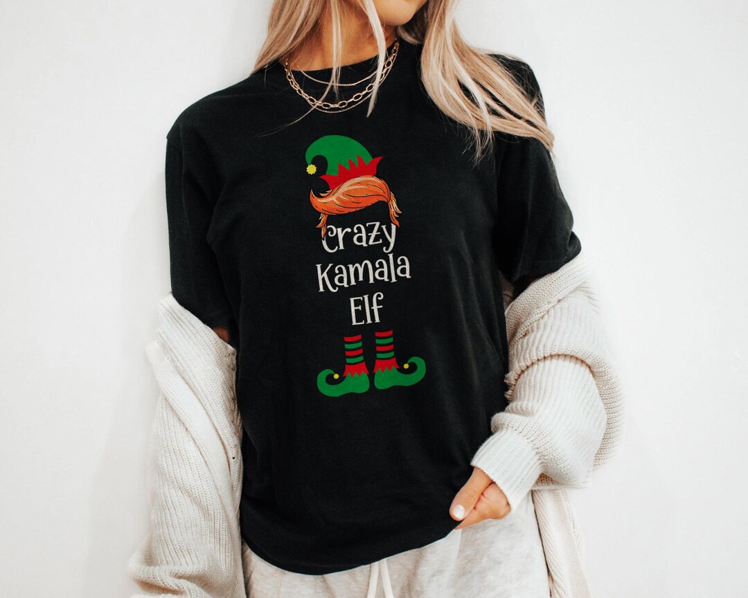 Sarcastic Political Elf Squad Christmas Shirt, Crazy Kamala Elf Family ...