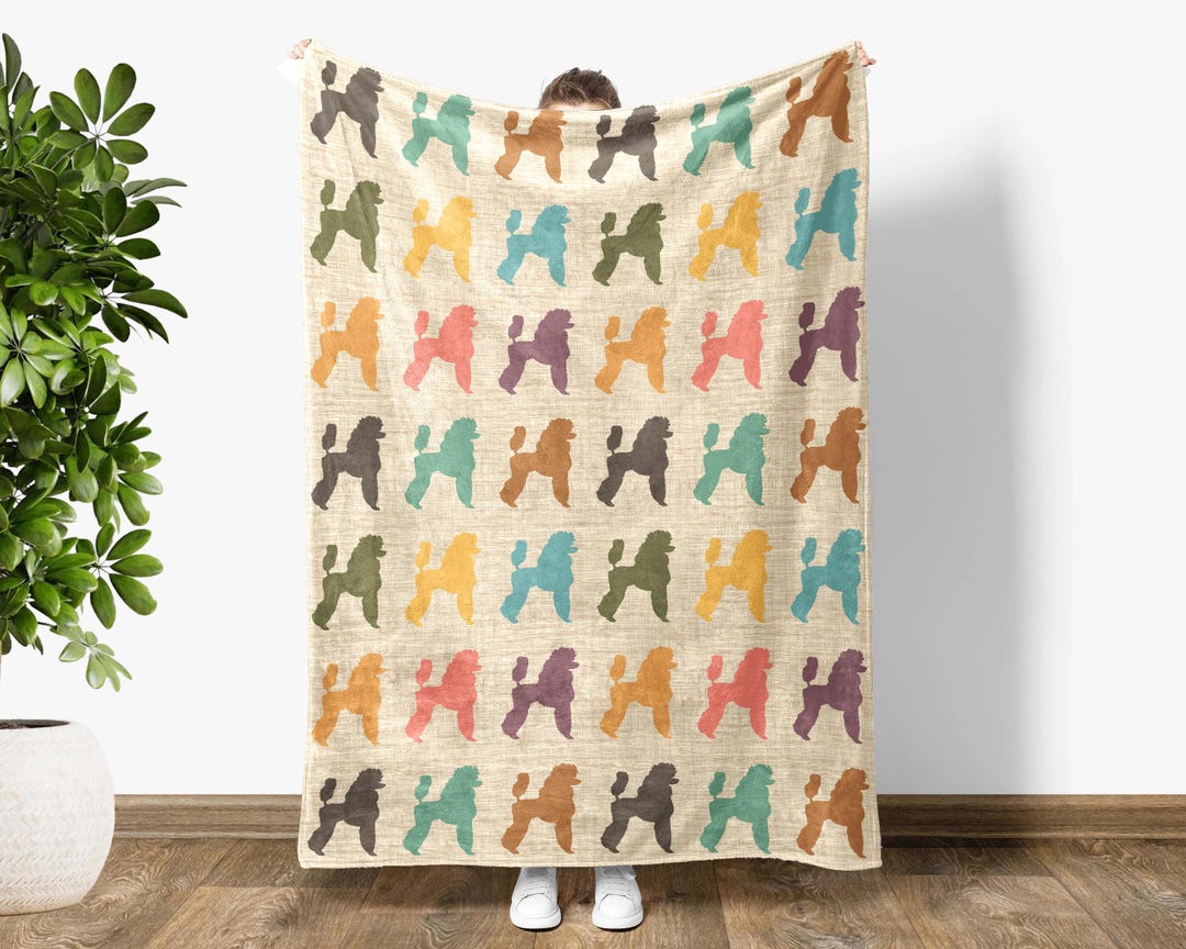 Poodle Dog Gift Blanket, Vintage Poodle Lover Throw, Retro Dog Fleece ...