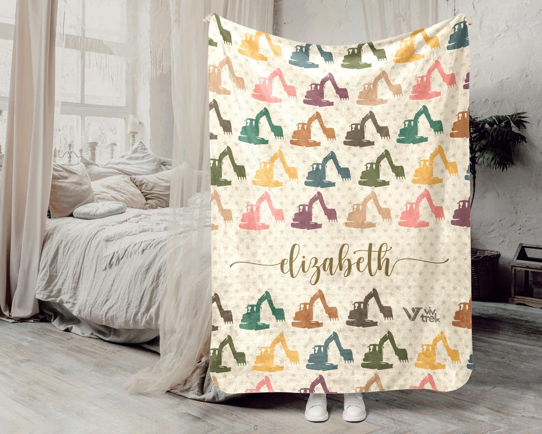 Custom Name Construction Equipment Blanket Gift, Cozy Personalized ...